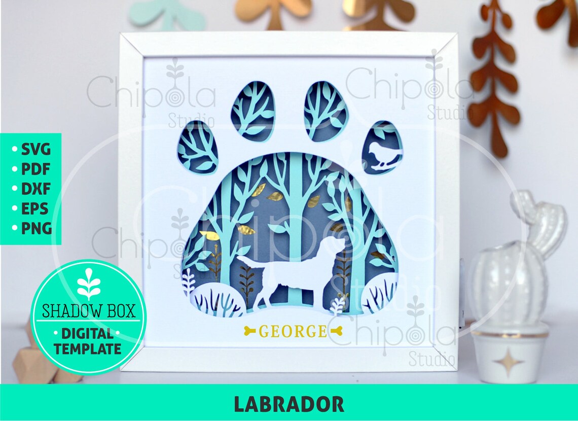 Labrador Dog Shadow Box SVG 3d Papercut SVG Layered Paper | Etsy