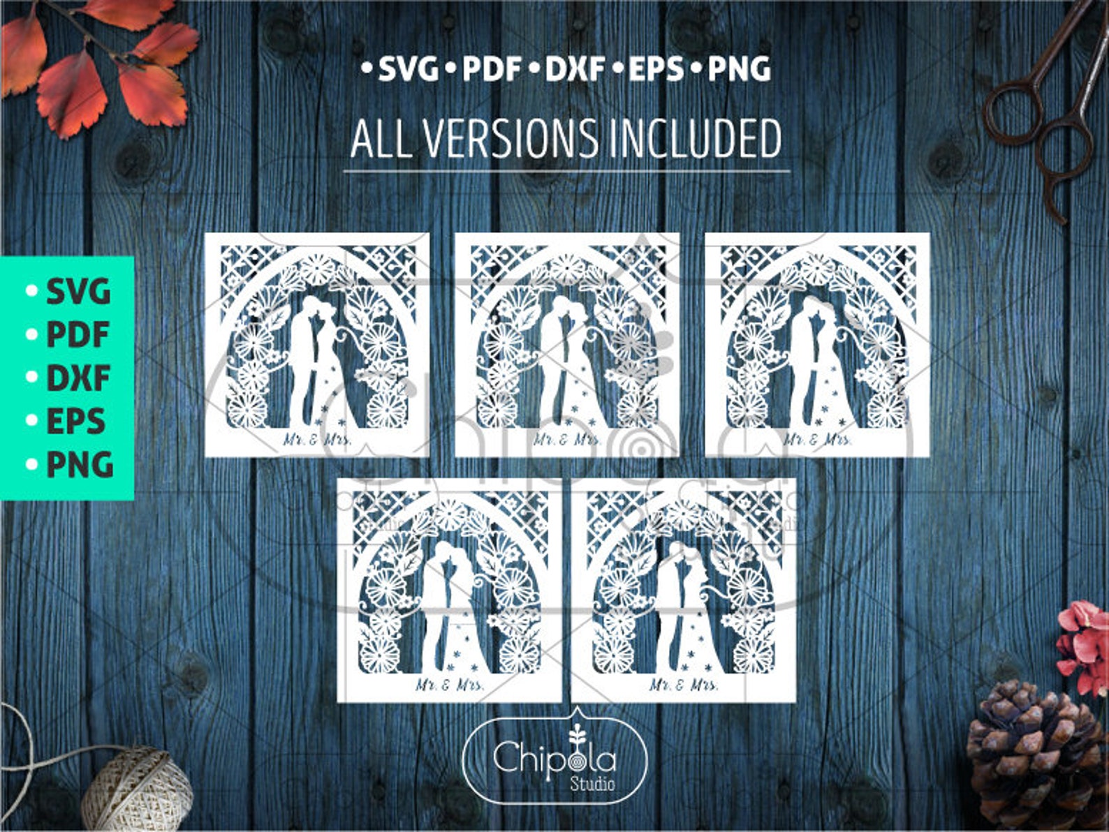 Wedding SVG Cut File Romantic Template SVG Bridesmaid Gift - Etsy