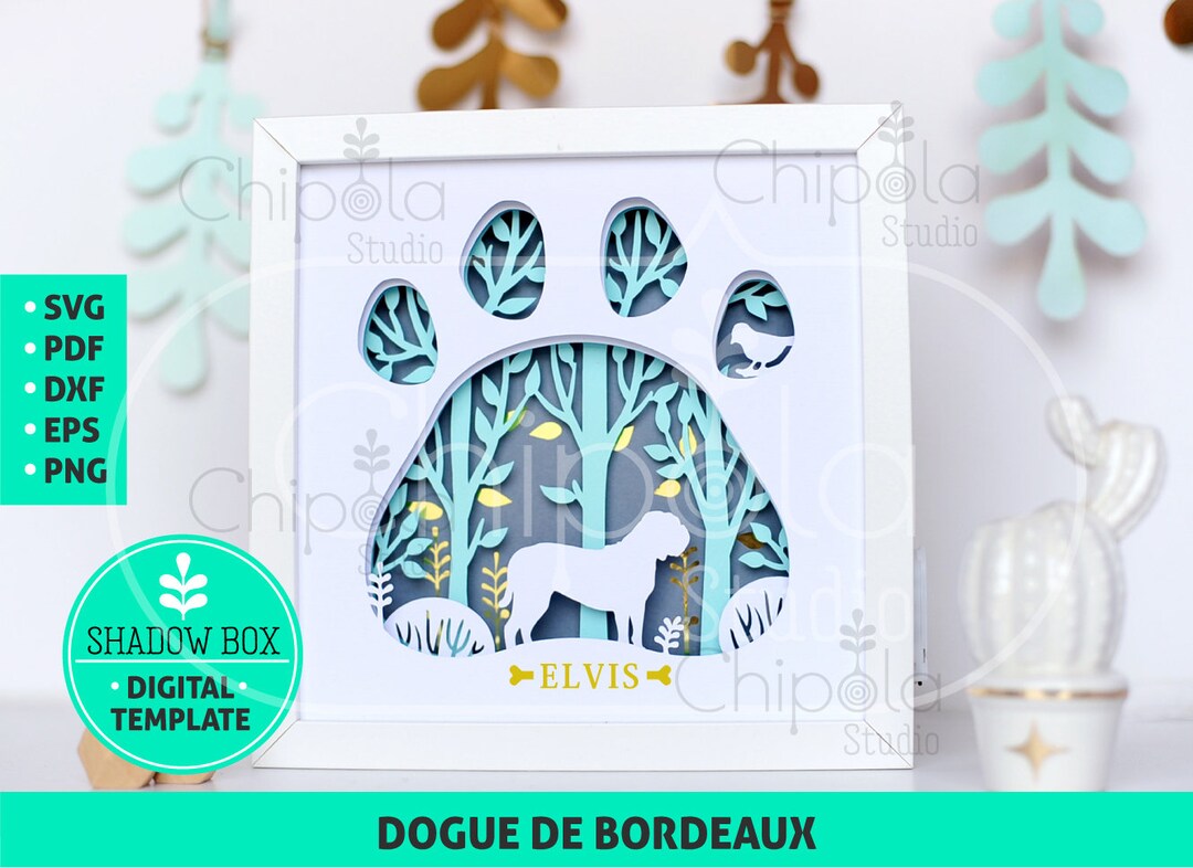 Dogue De Bordeaux Dog Breed Shadow Box SVG, 3d Papercut SVG, Layered ...