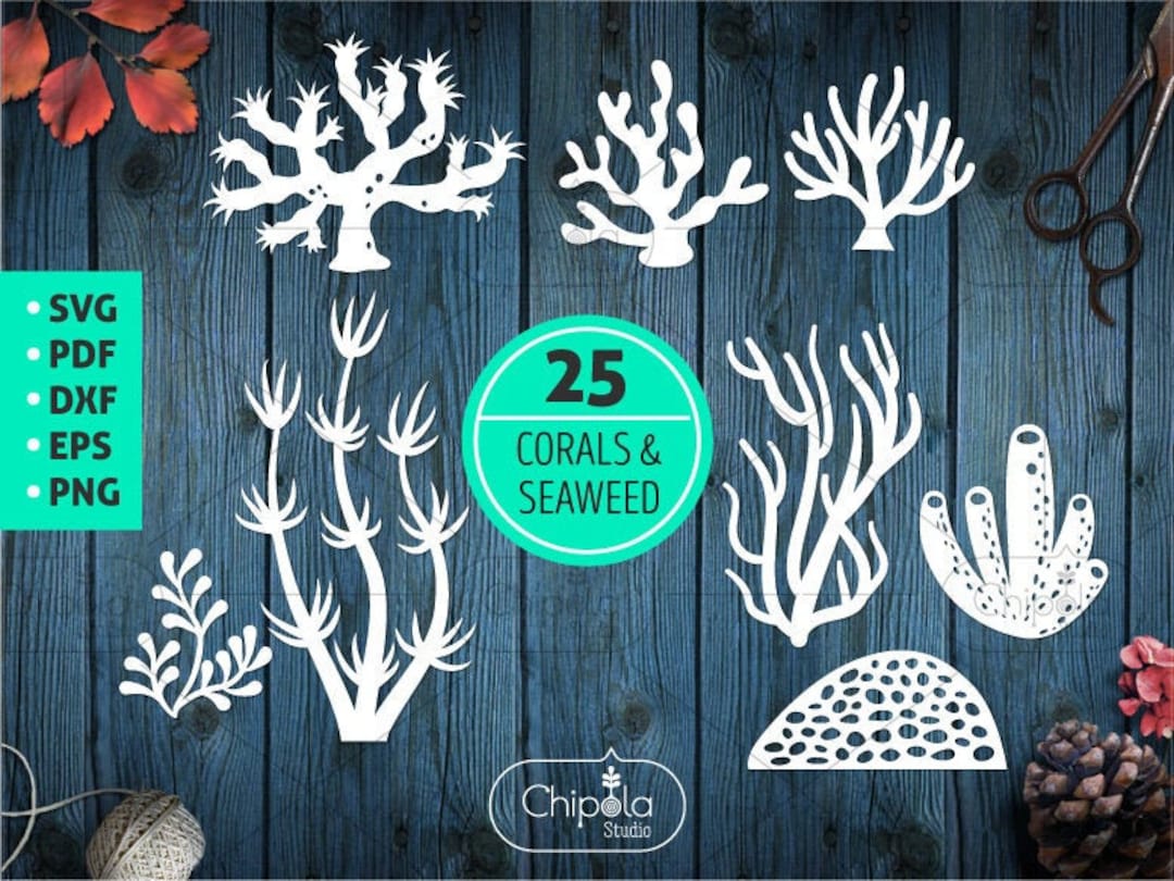 Corals Set SVG Cut File, Corals and Seaweed Bundle, Underwater Papercut ...
