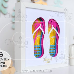 Summer Flip Flops Shadow Box SVG, 3d Papercut SVG, Layered Paper Art ...