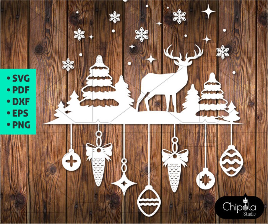 Christmas Deer Decoration SVG Cut File, Window Decoration, Winter Deer ...