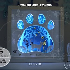 Cat Paw Shadow Box SVG, 3d Papercut SVG, Layered Paper Art Template ...