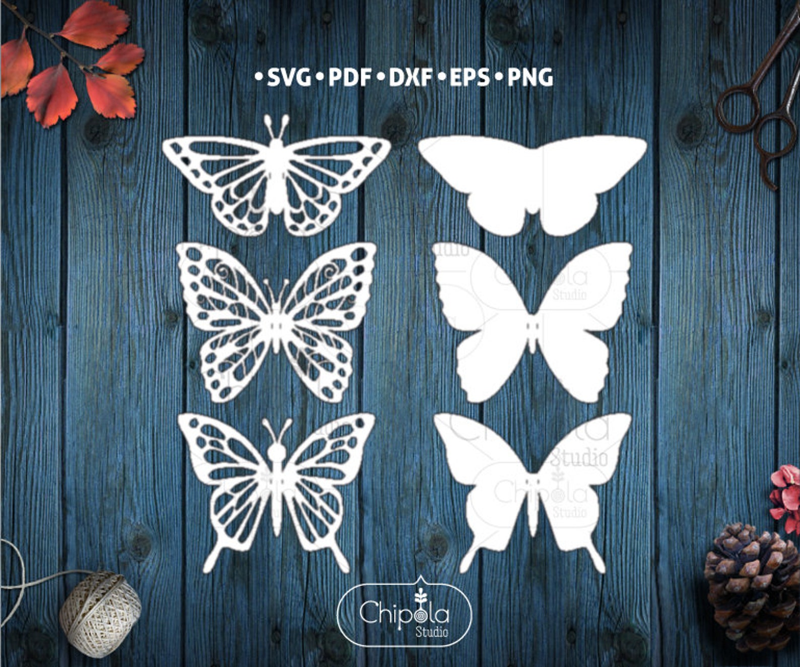 3 Butterfly Set SVG Template, Paper Butterflies Cut File, Wall Decor ...