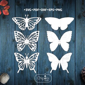 3 Butterfly Set SVG Template, Paper Butterflies Cut File, Wall Decor ...