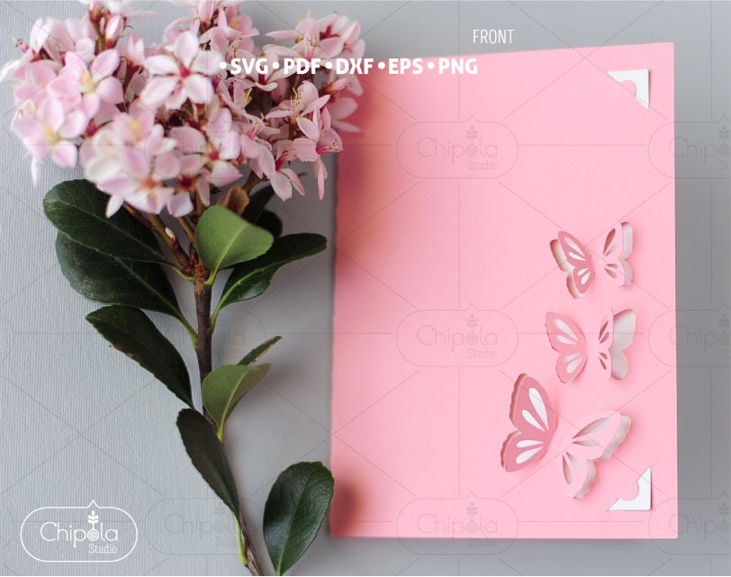 Butterfly Card With Envelope SVG Template Butterflies Card - Etsy