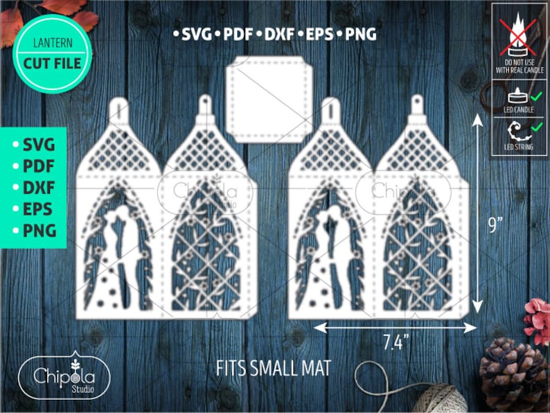 Wedding Decoration SVG, 3D Bride and Groom Lantern, Luminary LED ...