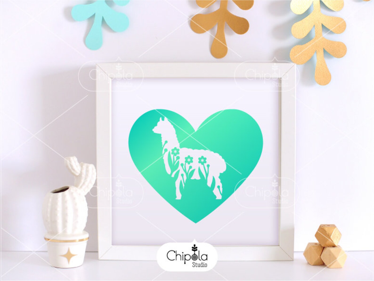 Floral Llama Heart SVG Vector Cut File, Alpaca With Flowers Papercut ...