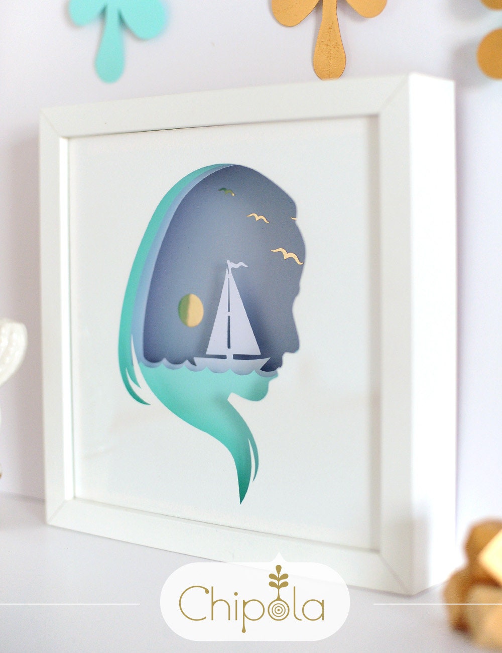 Woman Portrait Sea Shadow Box SVG 3d Papercut SVG Layered | Etsy