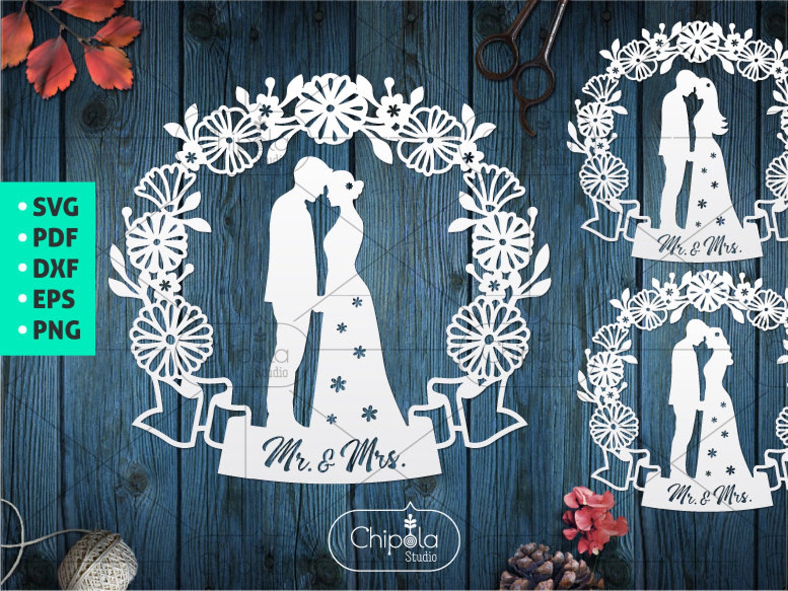 Wedding SVG Cut File, Romantic Template SVG, Bridesmaid Gift , Papercut ...