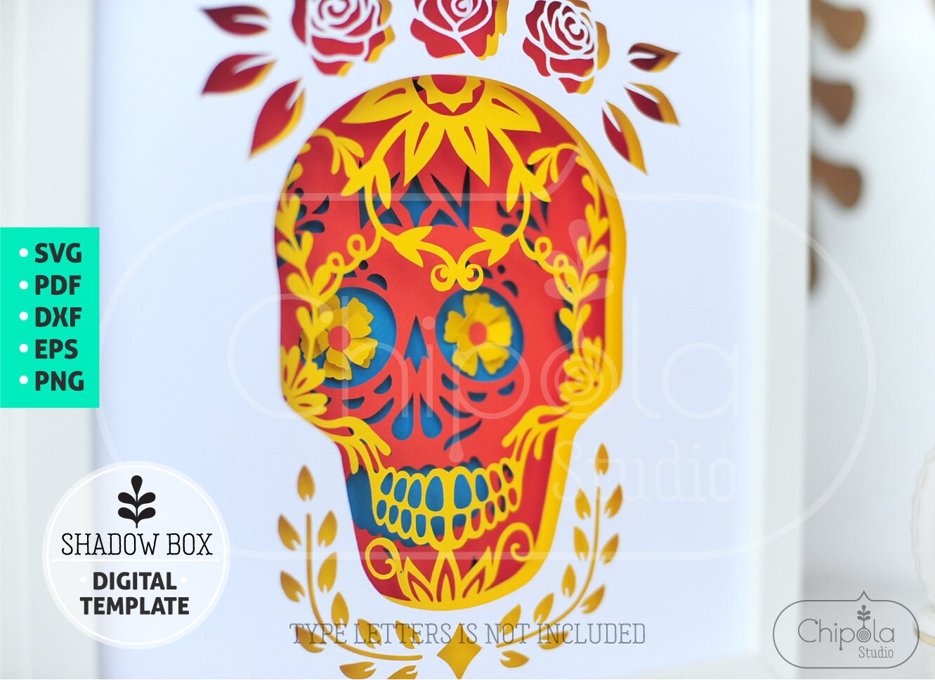 Sugar Skull Shadow Box SVG Day of the Dead Art With LED | Etsy UK