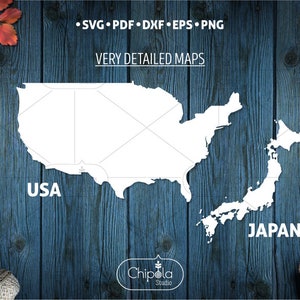 56 Detailed Country Maps SVG Cut File, World Map, USA, Canada, United ...