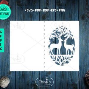 Deer Wedding Card SVG Cut File, Bride and Groom Card Vector Template ...