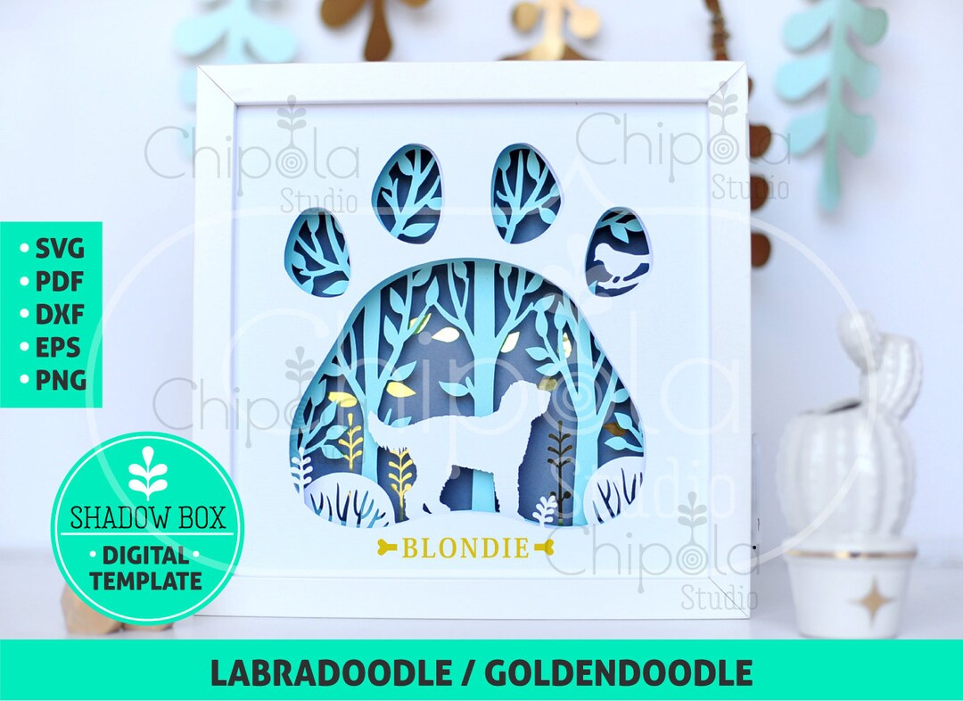 Labradoodle, Goldendoodle, Retriever Doodle Dog Shadow Box SVG, 3d ...