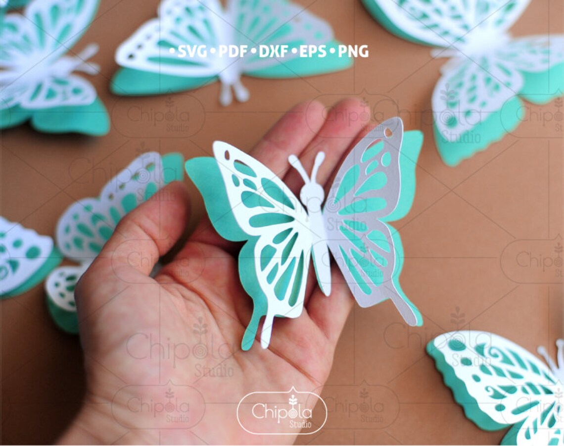 3 Butterfly Set SVG Template Paper Butterflies Cut File Wall | Etsy