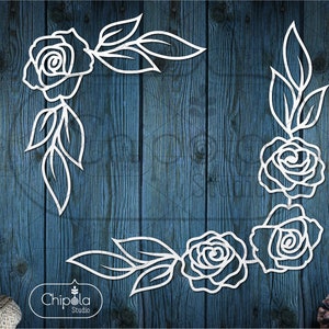 Rose Corners SVG Set Cut File, Frame Flowers Vector Template SVG Bundle ...