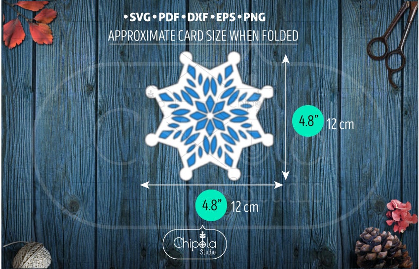 3 Christmas Cards Set Snowflake Cards Templates SVG | Etsy