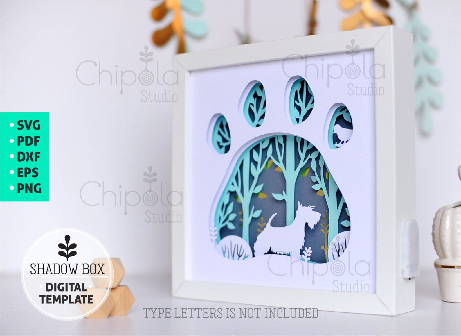 Scottish Terrier Dog Shadow Box SVG, 3d Papercut SVG, Layered Paper Art ...