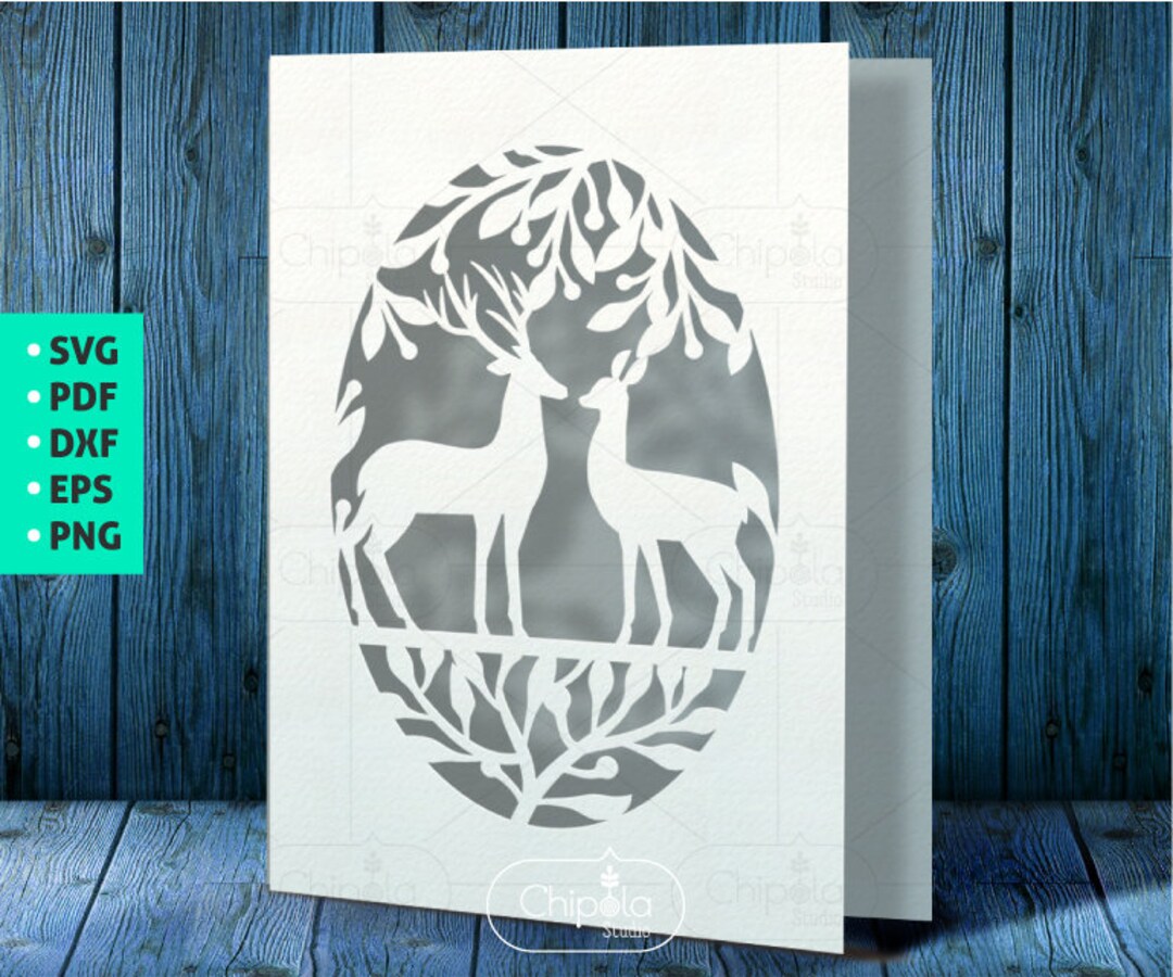 Deer Wedding Card SVG Cut File, Bride and Groom Card Vector Template ...