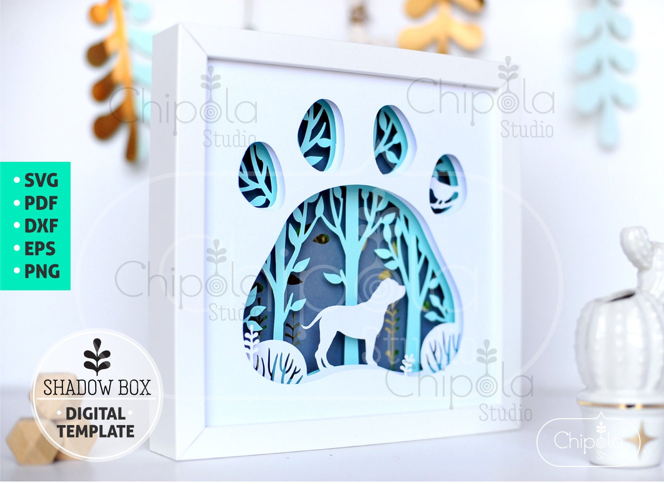 Staffordshire Bull Terrier Dog Breed Shadow Box SVG, 3d Papercut SVG ...