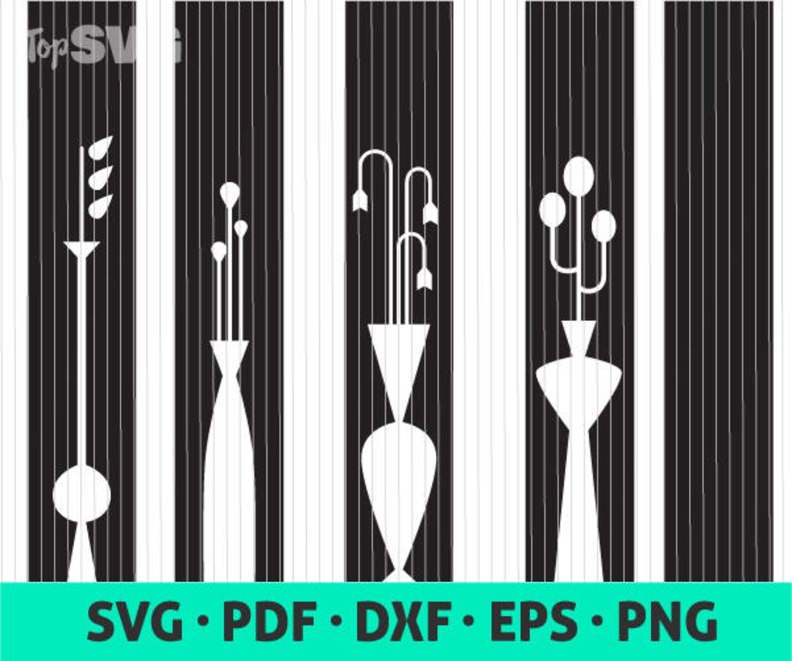 Vase Flowers, SVG PNG DXF Eps & Pdf for Cameo Silhouette, Cricut ...