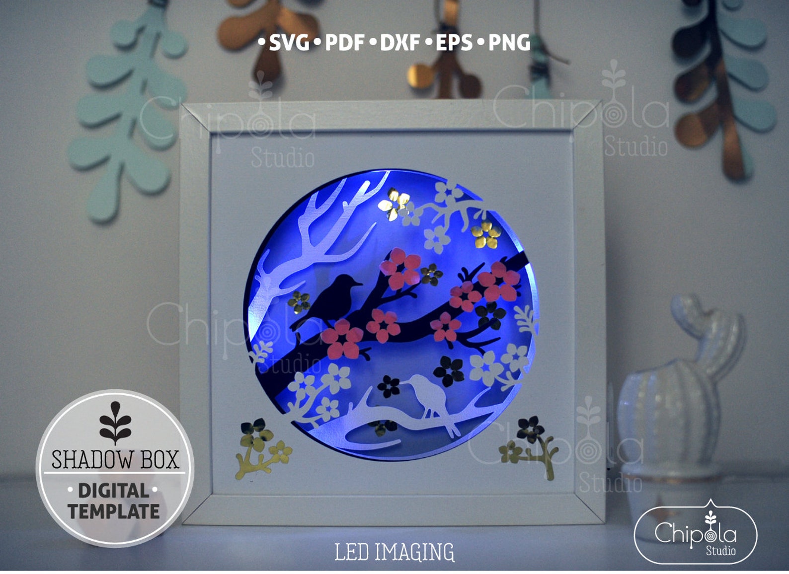 Cherry Blossom Sakura Shadow Box SVG 3d Papercut Trees and - Etsy