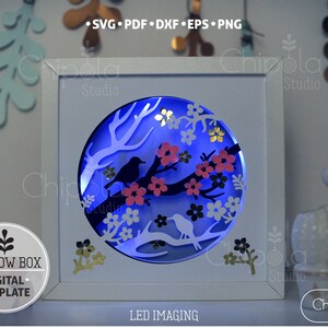 Cherry Blossom Sakura Shadow Box SVG, 3d Papercut Trees and Flowers ...