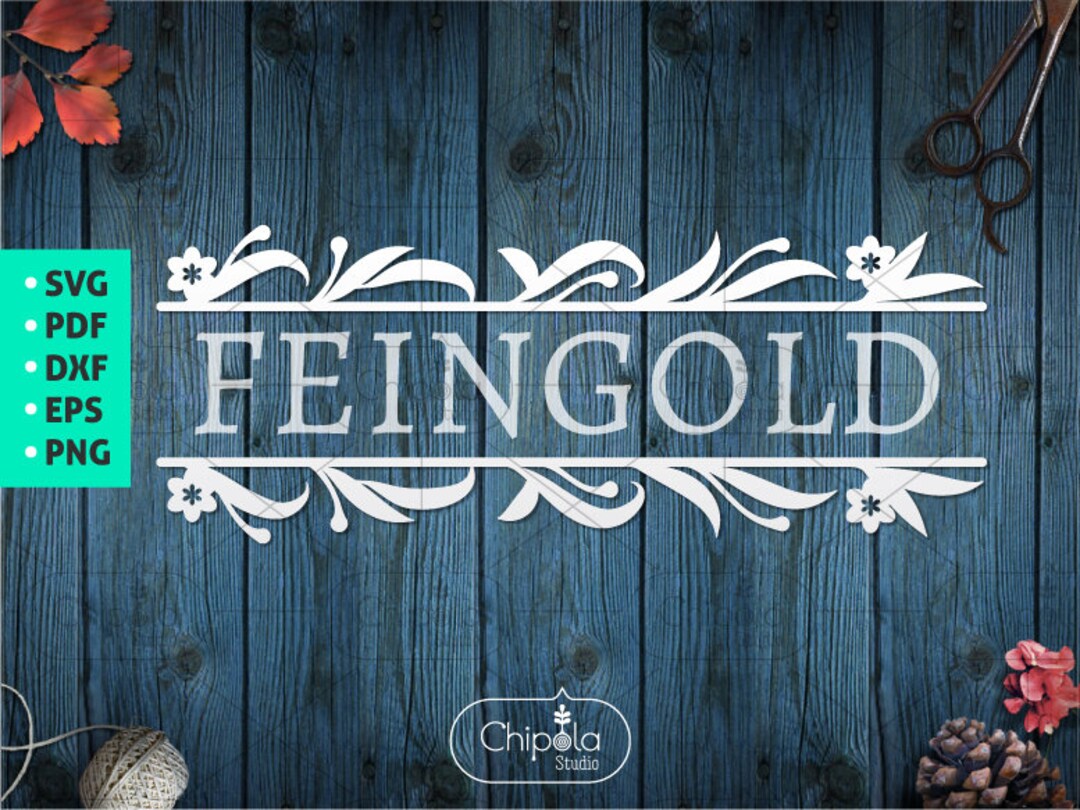 Split Family Name Monogram SVG Cut File, Horizontal Borders Ornament ...