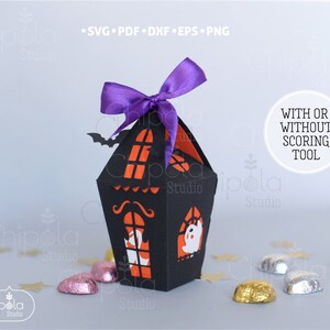 Haunted House Halloween Favor Box SVG, 3D Paper Model Template Treat ...