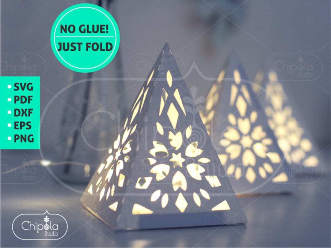 Centerpiece Decoration SVG, 3D Pyramid Lantern, Geometric Paper Model ...