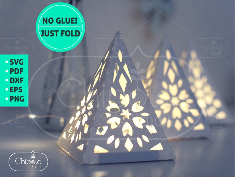 Centerpiece Decoration SVG, 3D Pyramid Lantern, Geometric Paper Model ...