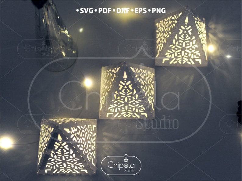 Centerpiece Decoration SVG, 3D Pyramid Lantern, Tribal Paper Model ...