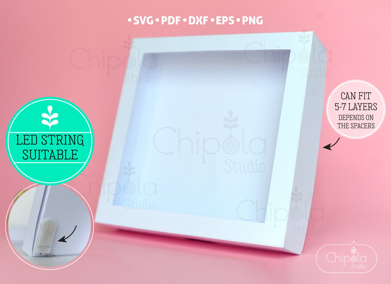 Blank Square Deep Shadow Box Frame SVG for Layered Artwork Paper Art ...