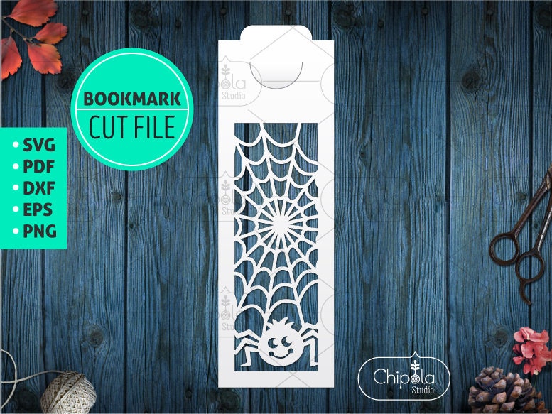 Spider Web Bookmark SVG Vector Cut File Halloween Cute - Etsy