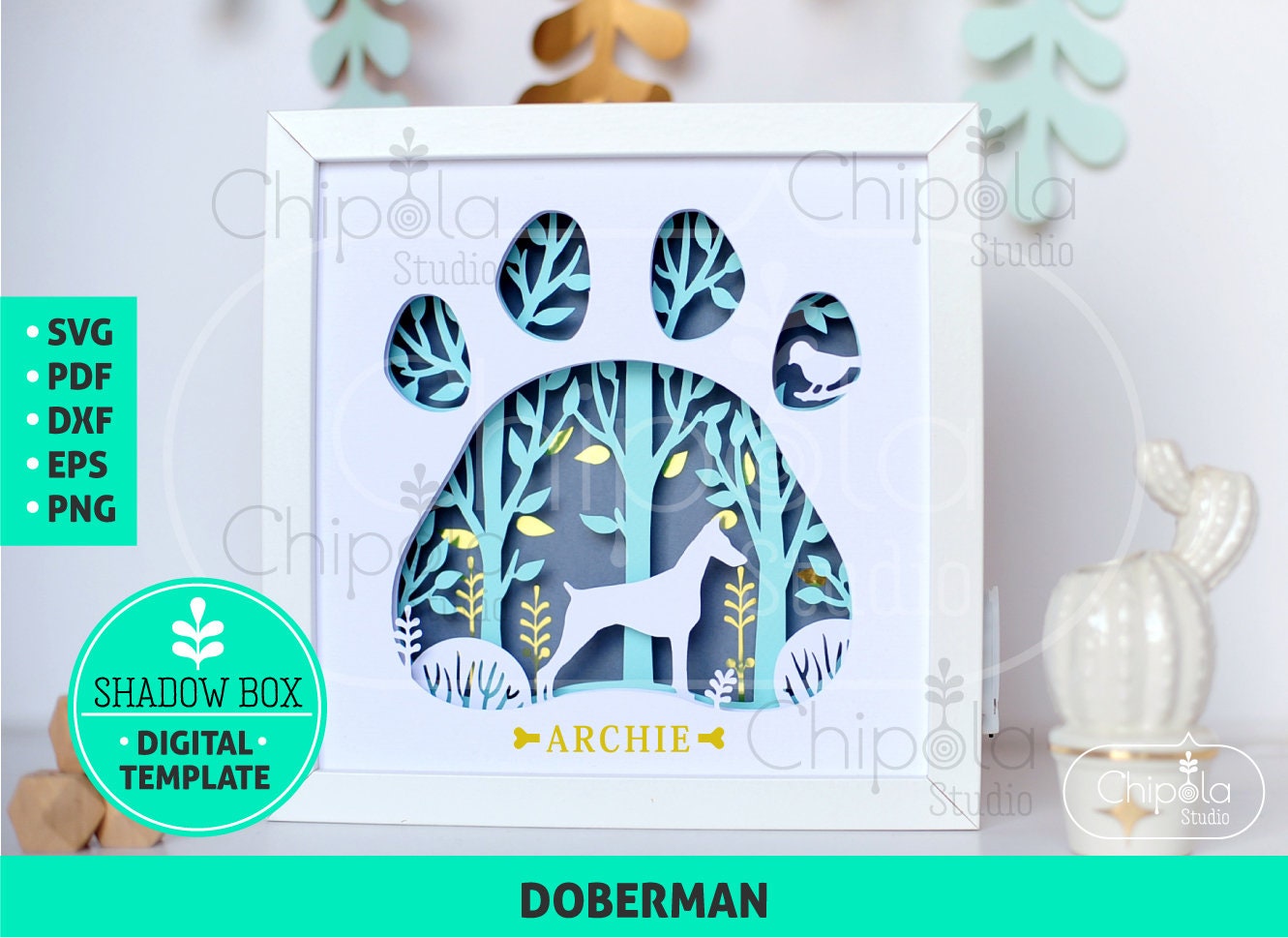 Doberman Dog Breed Shadow Box SVG 3d Papercut SVG Layered - Etsy Canada