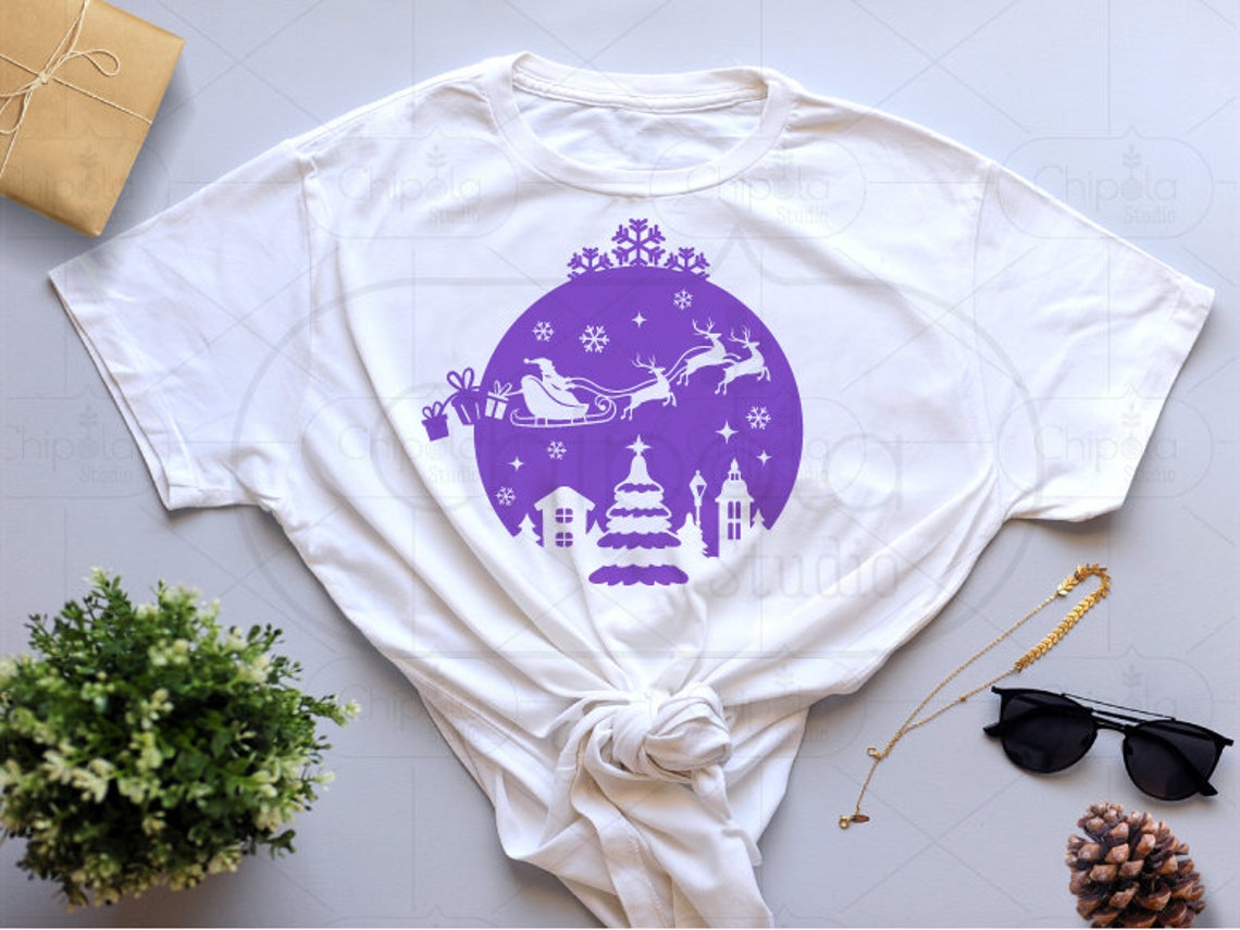 Christmas Winter Scene Decoration SVG Cut File Round Window | Etsy