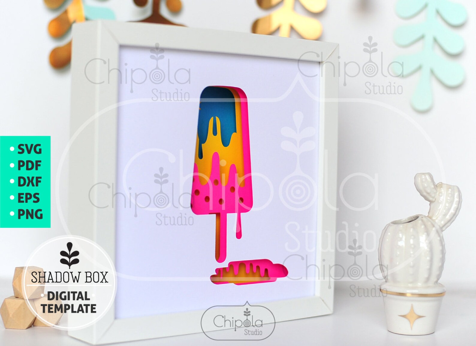 Popsicle Shadow Box SVG 3d Papercut SVG Ice Cream Layered - Etsy UK