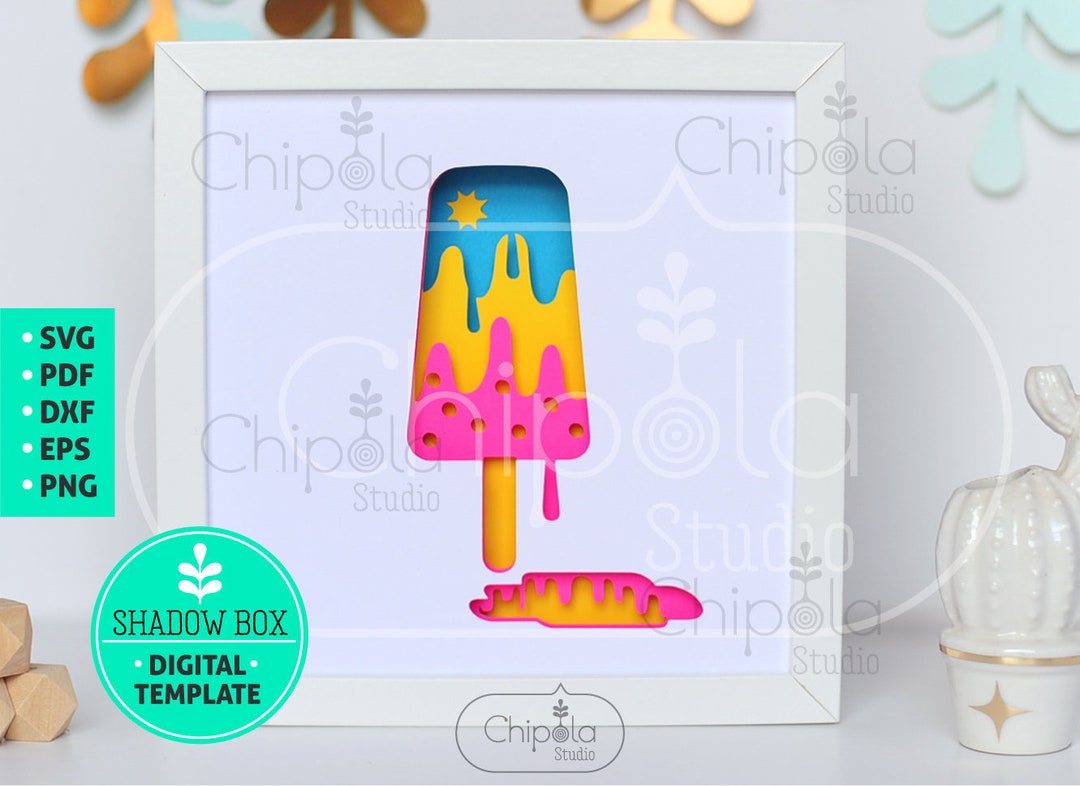 Popsicle Shadow Box SVG, 3d Papercut SVG, Ice Cream Layered Paper Art ...