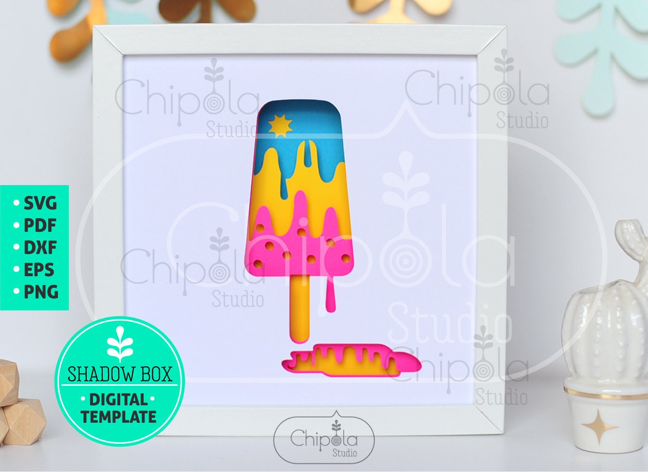Popsicle Shadow Box SVG 3d Papercut SVG Ice Cream Layered - Etsy
