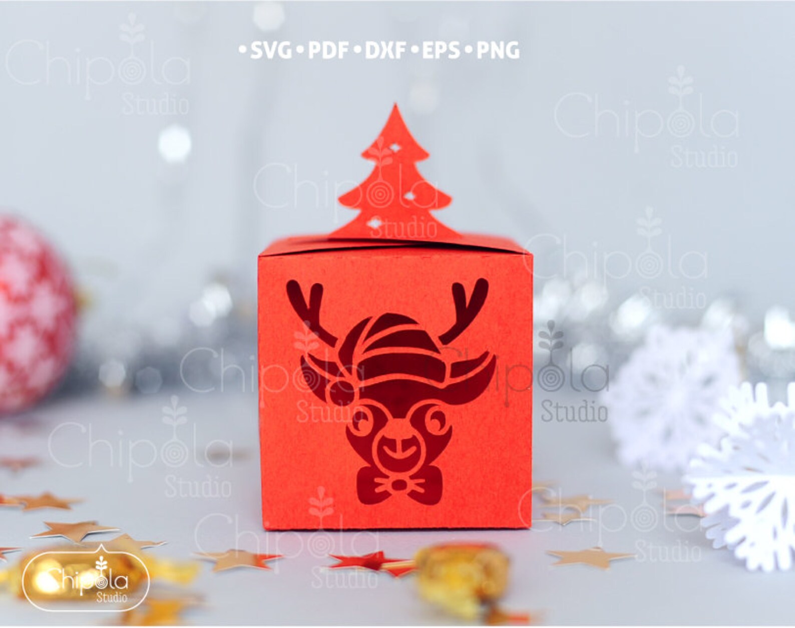Christmas Santa Favor Box SVG 3D Paper Model Template With | Etsy