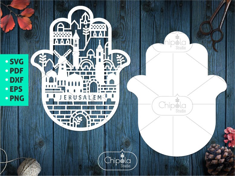 Jerusalem Hamsa SVG Vector Cut File, Luck Amulet Chamsa Hand Papercut ...