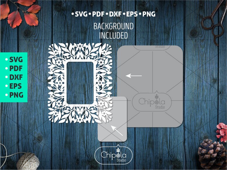 Rectangular Flowers Blank Frame SVG Set Cut File, Foliage Ornament SVG ...