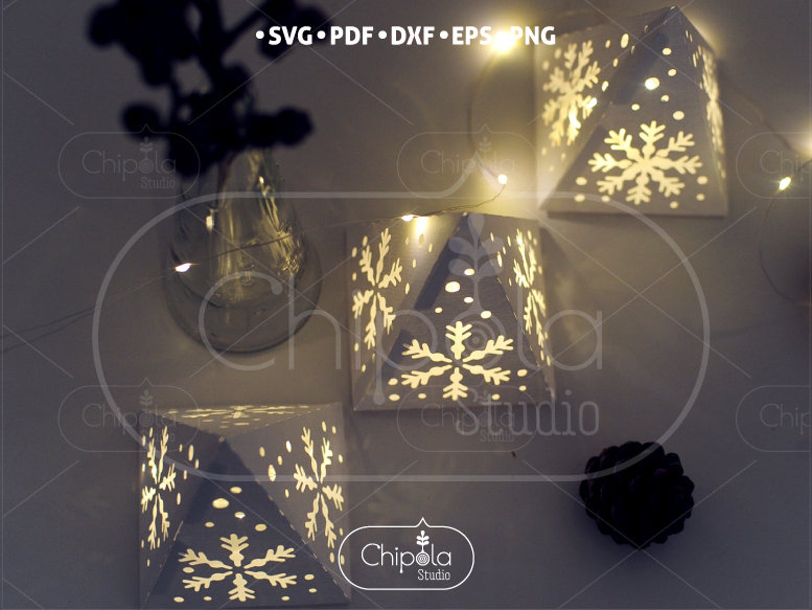 Christmas Decoration SVG 3D Pyramid Centerpiece Lantern Paper | Etsy