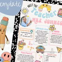 Editable Retro Meet the Teacher Template, Back to School, Teacher Info ...