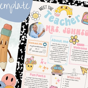 Editable Retro Meet the Teacher Template, Back to School, Teacher Info ...