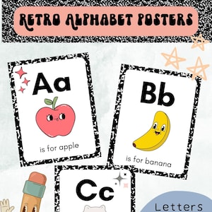 Retro Alphabet Posters, Back to School, Teacher Info Printable ...