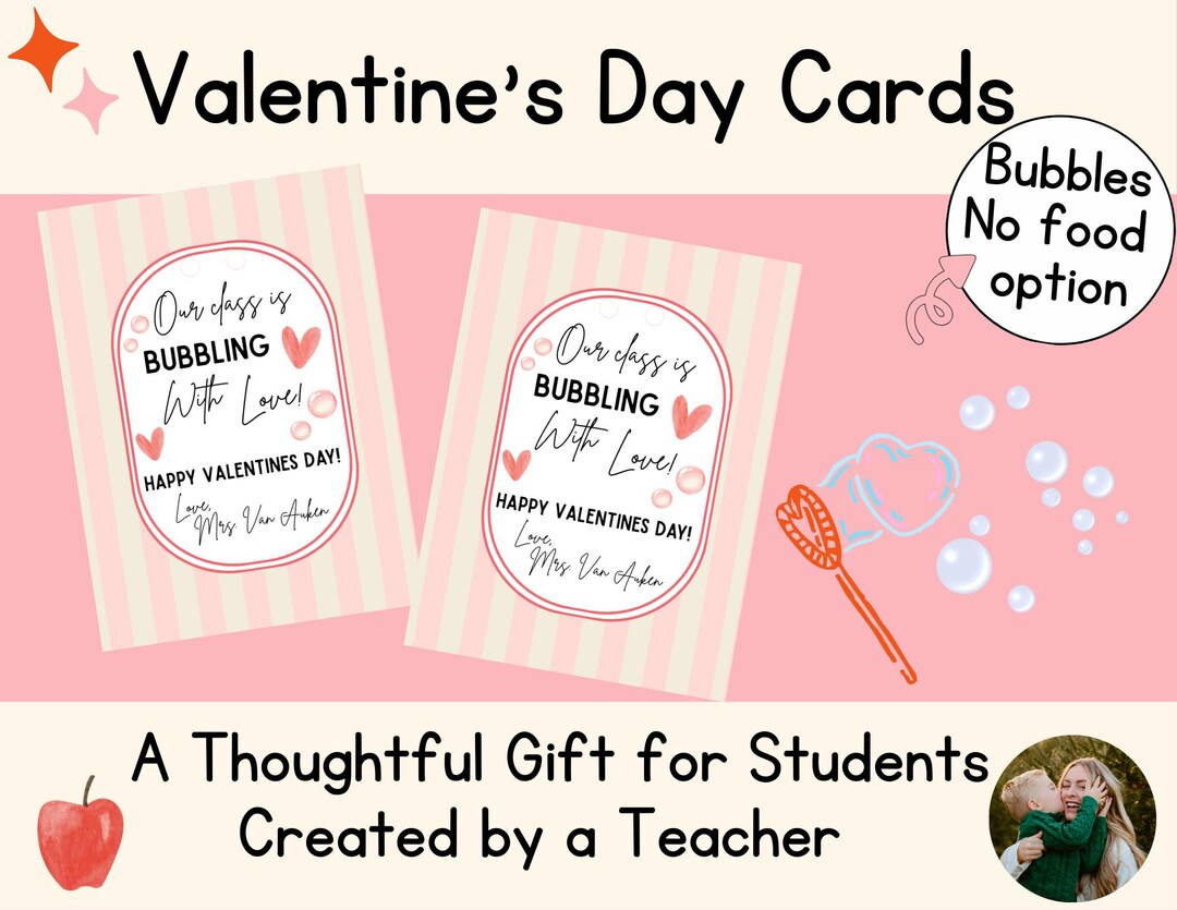 Valentine’s Day Card for Students | Cute Bubble Valentine Classroom ...