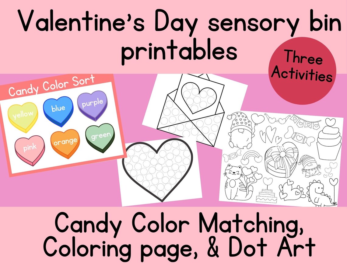 Preschool Valentine's Day Activities, Dot Art Printable, Valentines ...