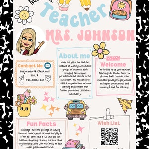 Editable Retro Meet the Teacher Template, Back to School, Teacher Info ...