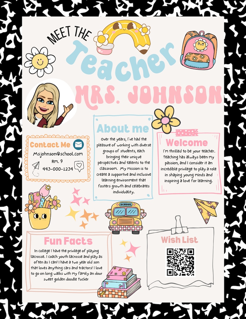 Editable Retro Meet the Teacher Template, Back to School, Teacher Info ...
